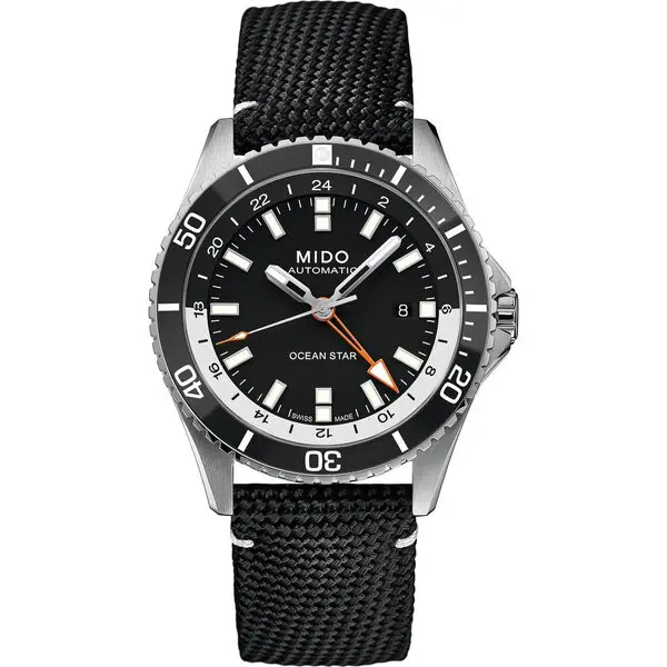 MIDO Ocean Star Gmt Automatic Watch With Webbing Strap - Black