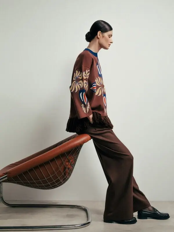 PAULA Dominique Wide-leg Tailored Pants - Brown