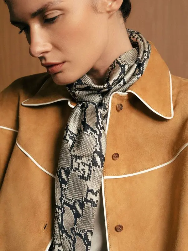 PAULA Edon Snakeskin Printed Silk Twill Scarf