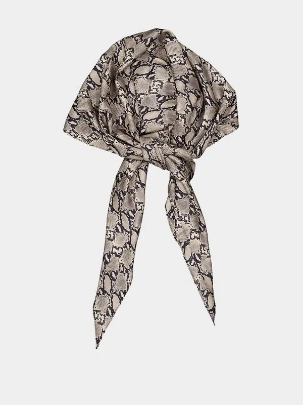 PAULA Edon Snakeskin Printed Silk Twill Scarf