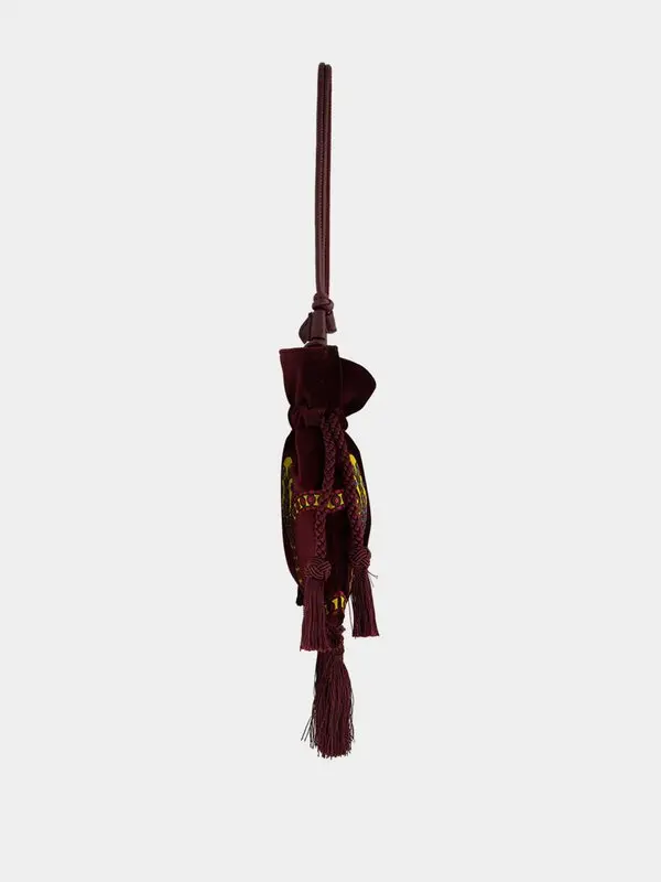 PAULA Embroidered Velvet Bag With Tassel