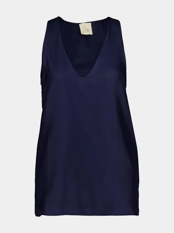 PAULA Nama Serena Peacoat Silk Tank Top - Blue