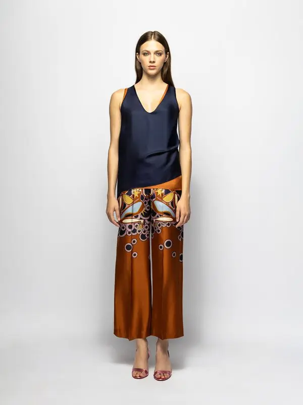 PAULA Nama Serena Peacoat Silk Tank Top - Blue