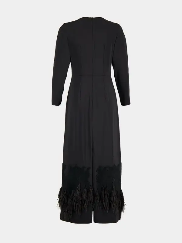 PAULA S Sakura Maxi Dress With Feather Trim