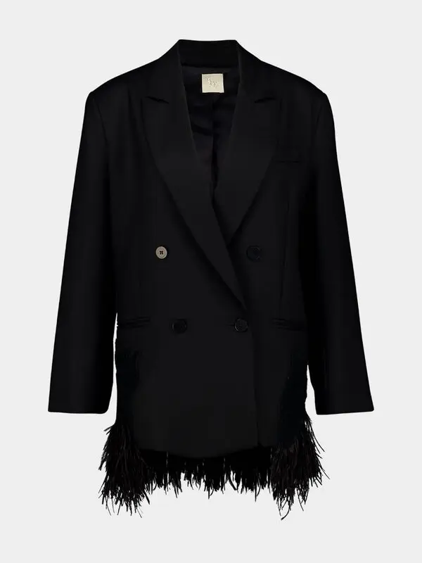 PAULA Marys Embroidered Blazer With Feathers - Black