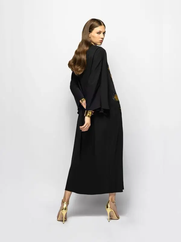 PAULA Areta Black Sequin Embroidered Kaftan