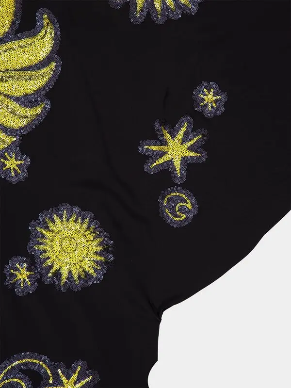 PAULA Areta Black Sequin Embroidered Kaftan