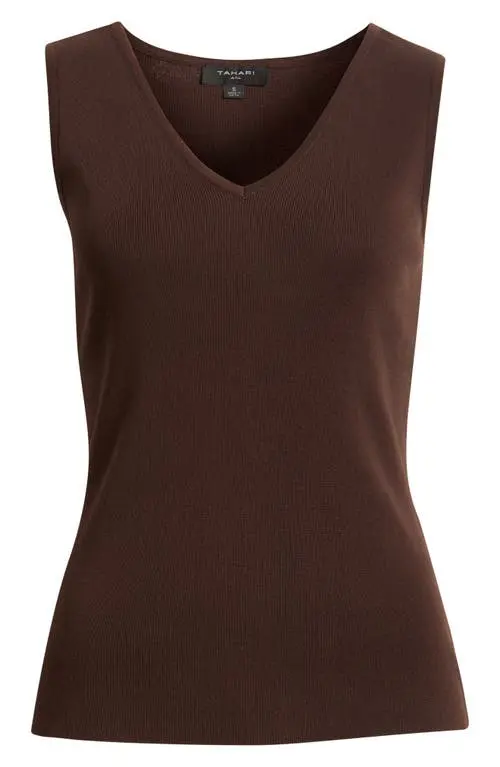 TAHARI ASL Ribbed V-neck Sweater Vest
