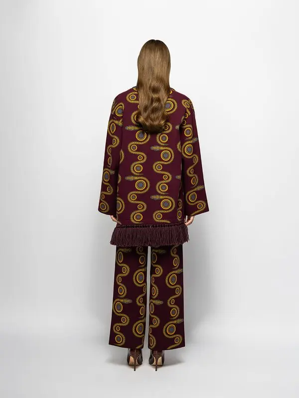 PAULA Toadstool Natrix Jacquard Cardigan With Fringes