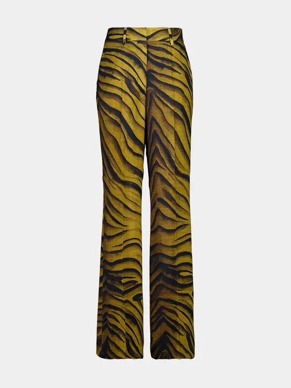 PAULA Stacy Tigerstripes Wide-leg Tailored Twill Pants - Orange