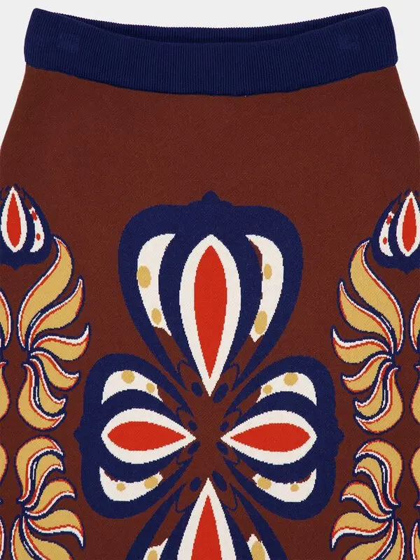 PAULA Spar Potting Soil Jacquard Knit Pencil Skirt