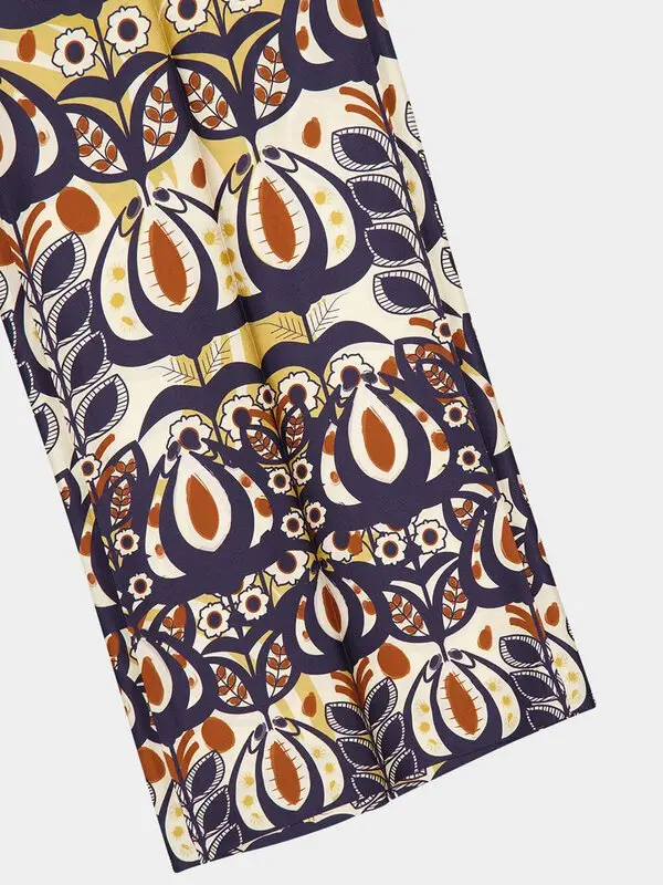 PAULA S Sonia Wonderland Printed Silk Twill Pants - Blue