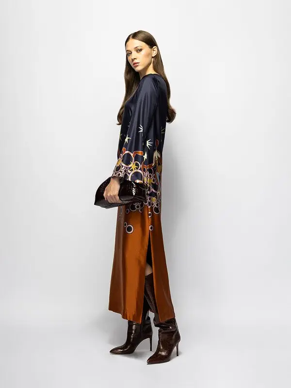 PAULA Paulashirley Soulprint Printed Silk Twill Maxi Dress - Orange