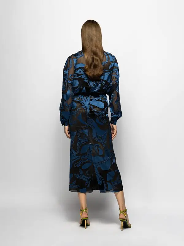 PAULA Rubina Devoré Pencil Skirt