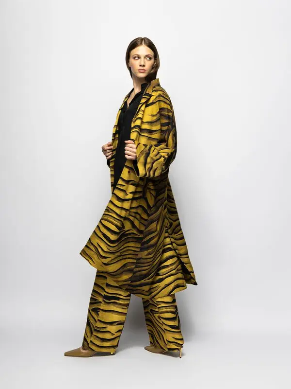 PAULA Oliver Tigerstripes Oversized Printed Coat