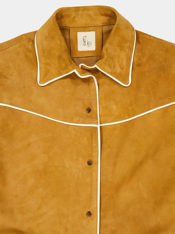 PAULA Narcisa Golden Suede Embroidered Cowboy Shirt