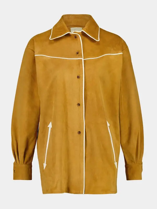 PAULA Narcisa Golden Suede Embroidered Cowboy Shirt