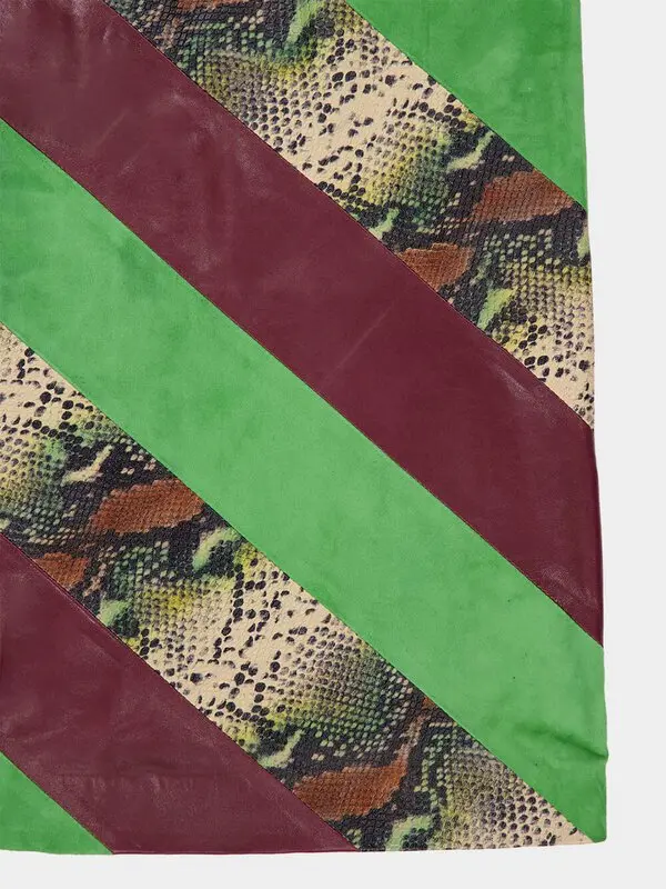 PAULA Madeline Multi Stripes Patchwork Leather Pencil Skirt - Multicolour