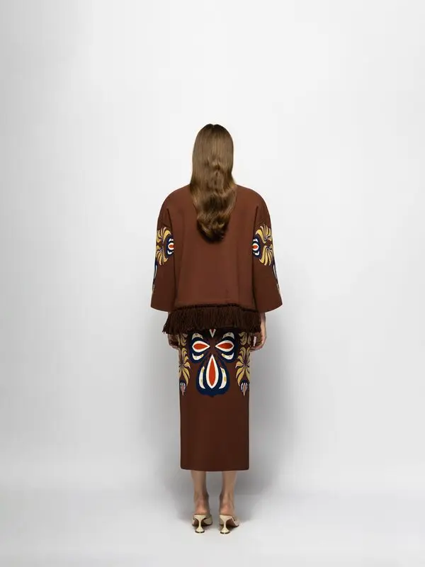 PAULA Jade Jacquard Sweater With Fringe