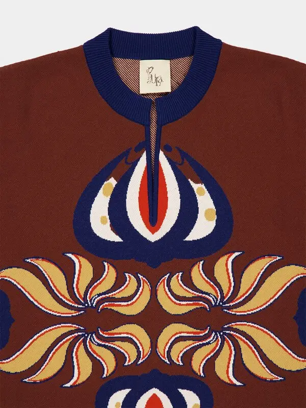 PAULA Jade Jacquard Sweater With Fringe