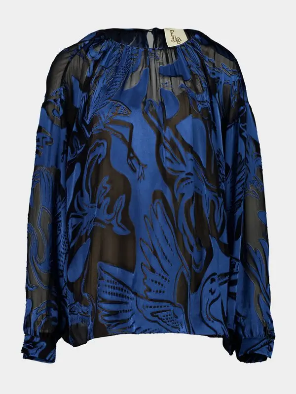 PAULA Liatris Devoré Blouse - Blue