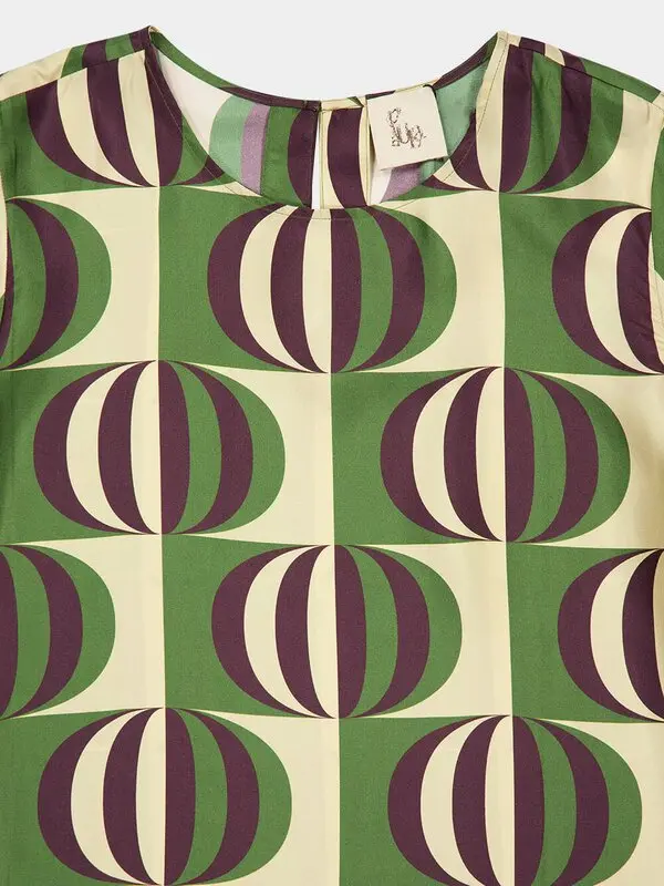 PAULA Gray Modernchess Printed Silk Twill A-line Dress - Multicolour