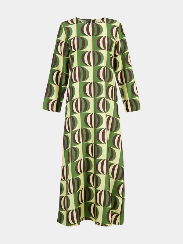 PAULA Gray Modernchess Printed Silk Twill A-line Dress - Multicolour
