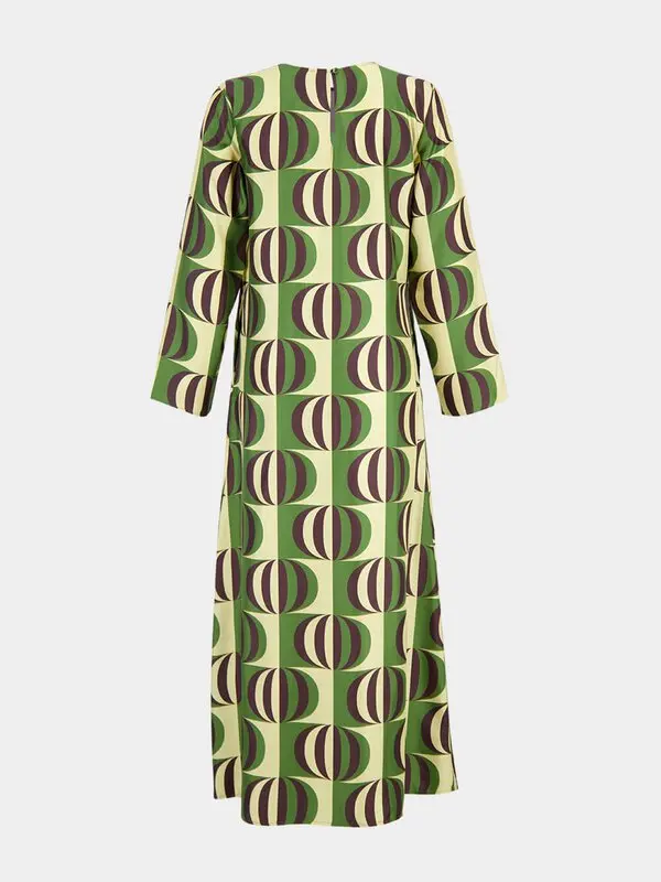 PAULA Gray Modernchess Printed Silk Twill A-line Dress - Multicolour