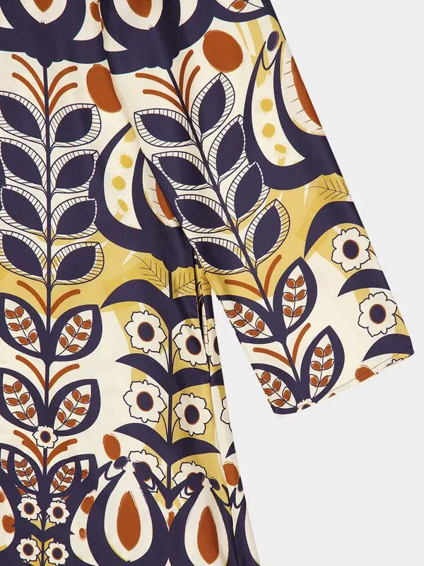 PAULA Gray Wonderland Printed Silk Twill A-line Maxi Dress - Blue