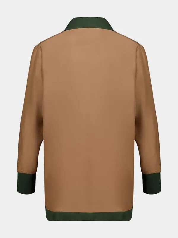 PAULA Diane Timberwolf Silk V-neck Long-sleeve Top - Brown