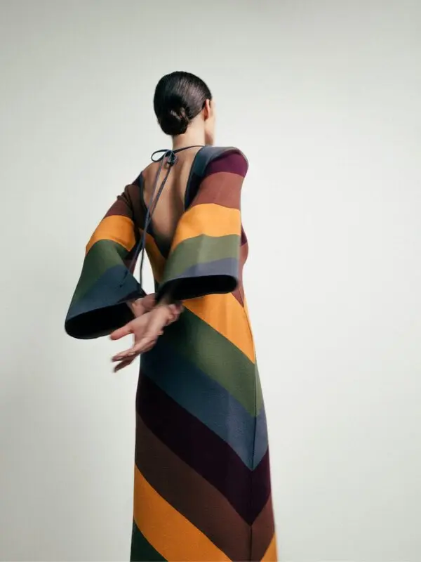PAULA S Choice Curie Multi Stripes Knitted Cut-out Back Dress