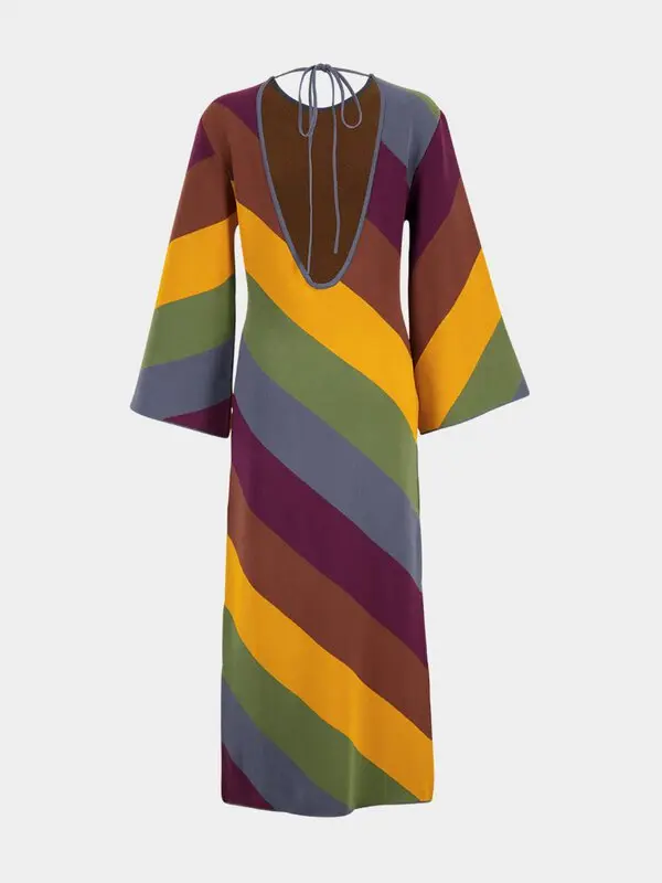 PAULA S Choice Curie Multi Stripes Knitted Cut-out Back Dress