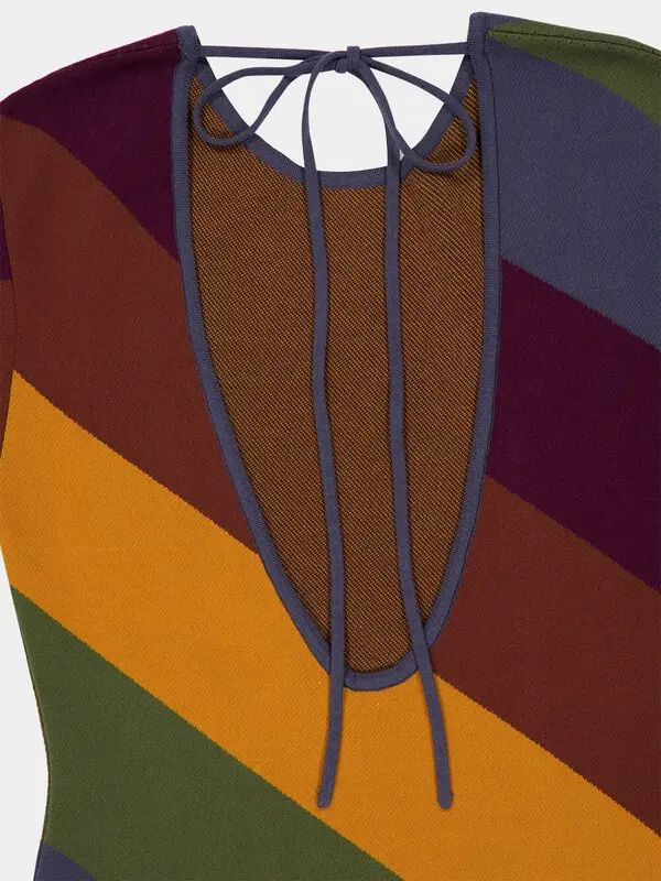 PAULA S Choice Curie Multi Stripes Knitted Cut-out Back Dress