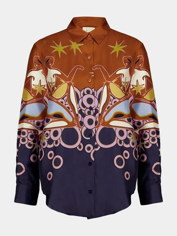 PAULA S Amethyst Soulprint Silk Twill Shirt - Orange