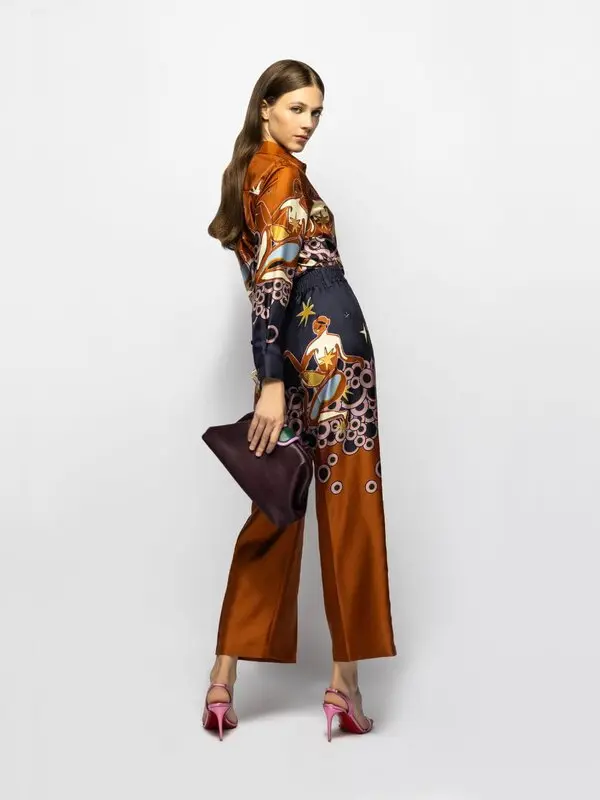 PAULA S Amethyst Soulprint Silk Twill Shirt - Orange