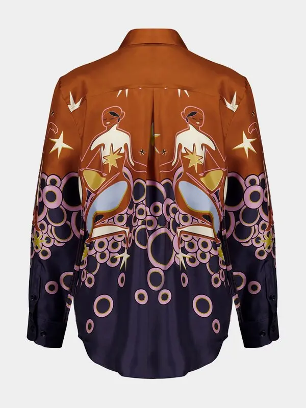 PAULA S Amethyst Soulprint Silk Twill Shirt - Orange