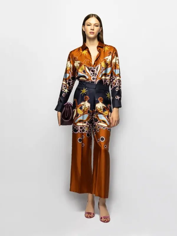 PAULA S Amethyst Soulprint Silk Twill Shirt - Orange