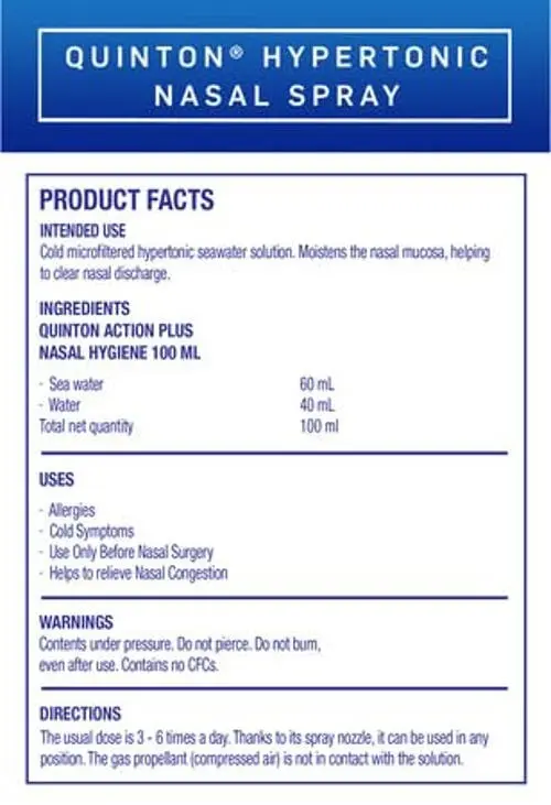 QUICKSILVER SCIENTIFIC Action Plus Hypertonic Saline Seawater Nasal Spray