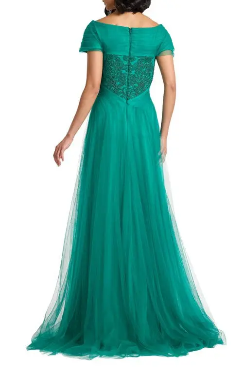 Tadashi Shoji Lace And Tulle Gown