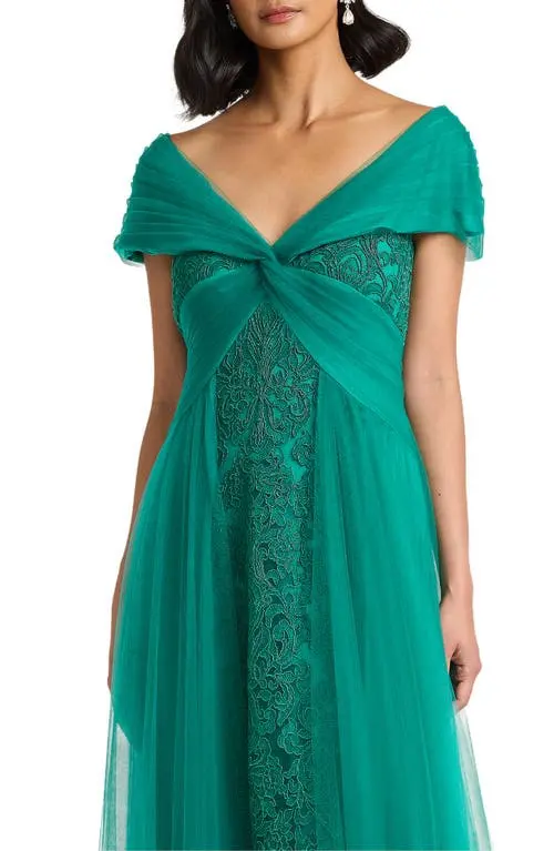 Tadashi Shoji Lace And Tulle Gown