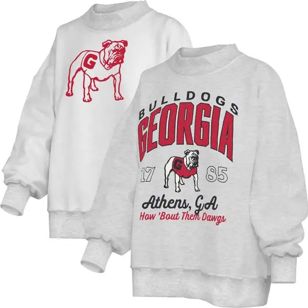 PRESSBOX Georgia Bulldogs Reversible Sweatshirt - Heather Gray