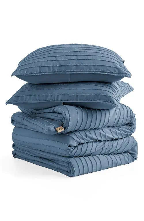 UGG Devon Textured Comforter & Shams Set - Tahoe Blue