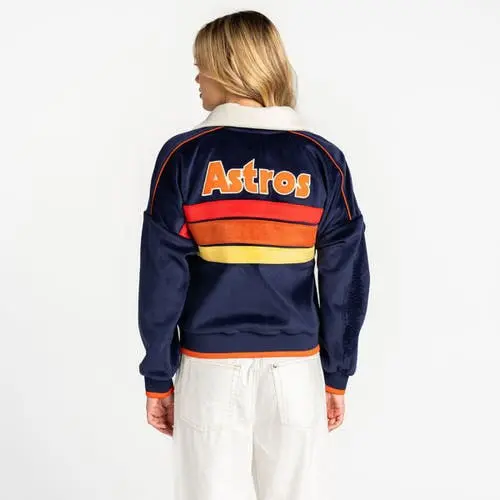 THE WILD COLLECTIVE Houston Astros Velvet Corduroy Full-zip Jacket - Blue