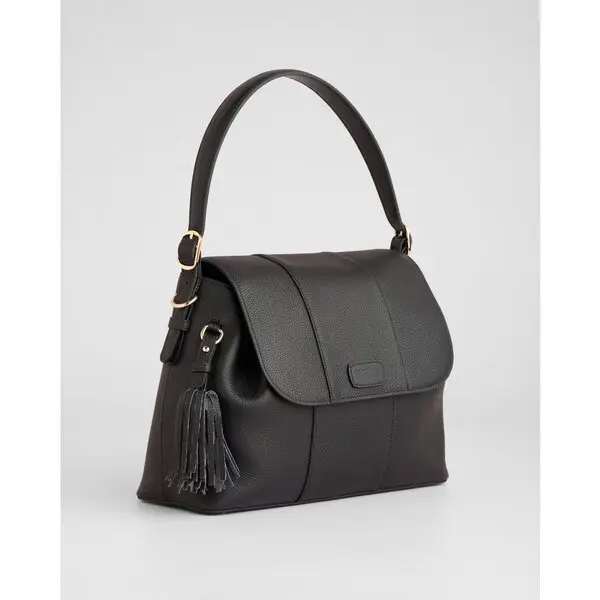 POM POM LONDON Strand Leather Shoulder Bag - Black