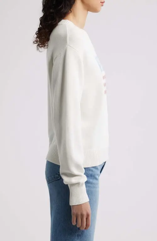 LoveShackFancy Sequin Flag Cotton Sweater