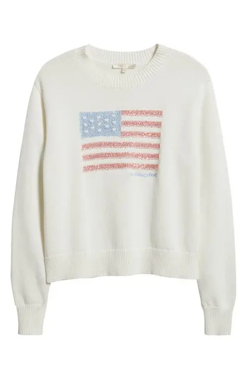 LoveShackFancy Sequin Flag Cotton Sweater