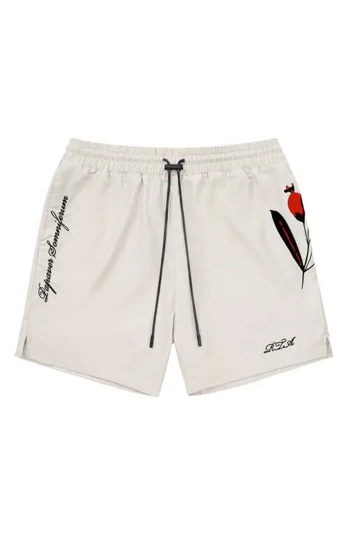 RtA Clyde Pull-on Shorts With Graphic Print - Beige Poppy
