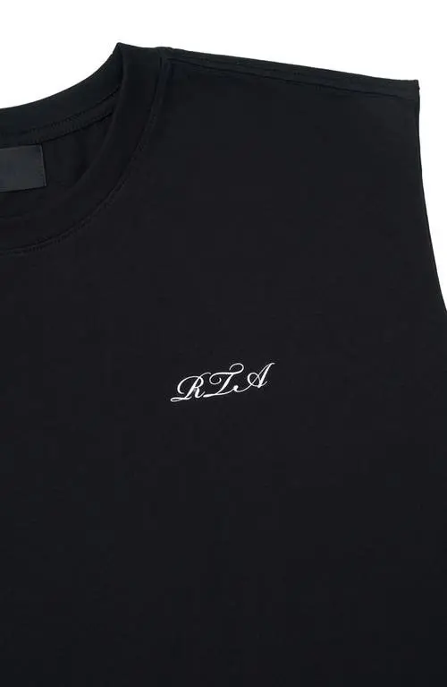 RtA Terry Muscle Tee - Black Cursive