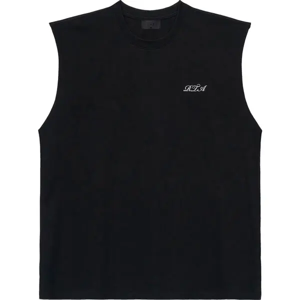 RtA Terry Muscle Tee - Black Cursive