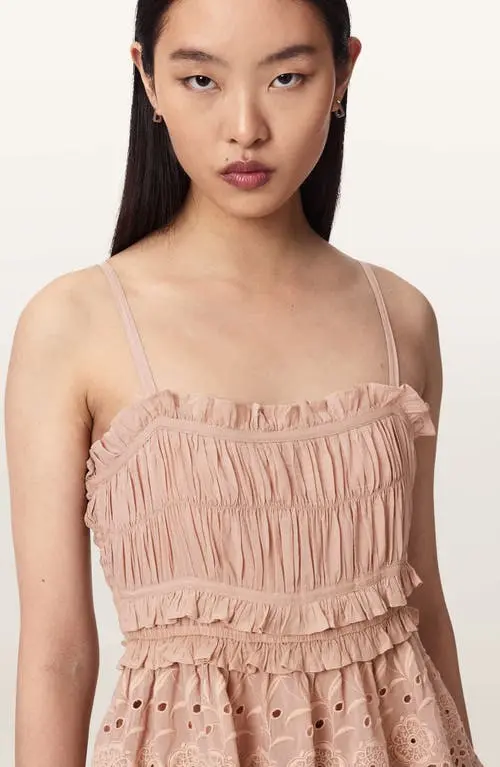 ALLSAINTS Camille Ruffle Eyelet Top - Plaster Pink